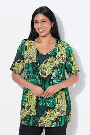 Ulla Popken T-Shirt Slinkyshirt Schlangen-Design Herzausschnitt