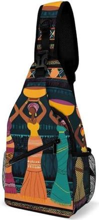 Generic Sacoche Homme Bandouliere Robe ethnique color&eacute;e et amusante, traditionnelle pour femmes noires africaines Multifonction Sacs Poitrine Polyester Sling 