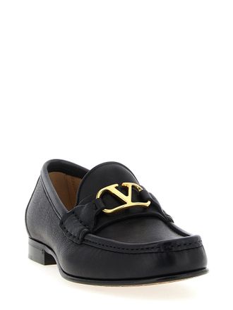 Valentino Garavani Womens Black Buffalo Leather Slip-On Loafers