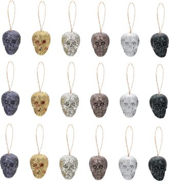 Garneck Totenkopf Schädel Hängedeko 30 Stück Schaumstoff Halloween Dekoration Hängende Anhänger für Zuhause Party Spukhaus Gruselige Deko für Halloween