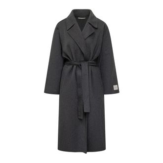 Calvin Klein Femme, Manteaux, Brun, Taille: 40 FR Belted Wool Trench Coat