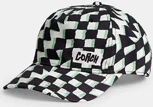 Coach Baseballkappe Mit Surfer-Geo-Karo-Print in Gr&uuml;n, Gr&ouml;&szlig;e XS/S | Baumwolle