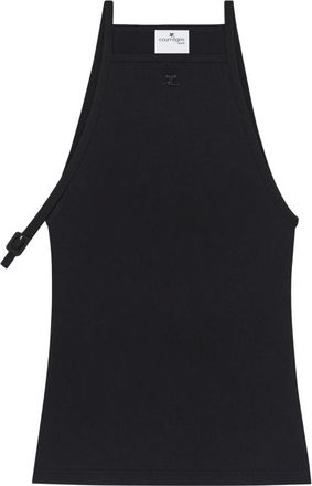 Courr&egrave;ges Femme, Tops, Noir, Taille: 38 FR Buckle 90s Rib Tank Top