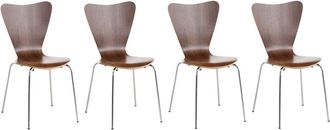Clp 4X Konferenzstuhl Calisto Mit Holzsitz Und Stabilem Metallgestell I 4X Platzsparender Stapelstuhl, Farbe:walnuss