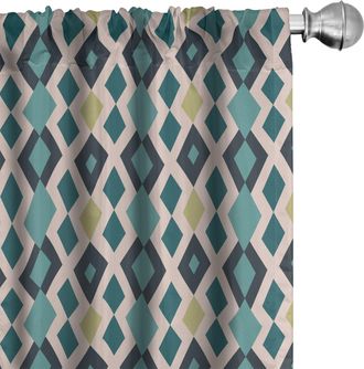 Abakuhaus Geometrisch Vorhänge, Gardinen, Zickzacks und Rauten, Fensterbehandlungen für Wohnzimmer Schlafzimmer Dekor, 2 Stück 75 cm b x 225 cm h, Teal Blush un