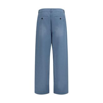 Miu Miu Wide-Leg Garment-Dyed Cotton Trousers - Blue