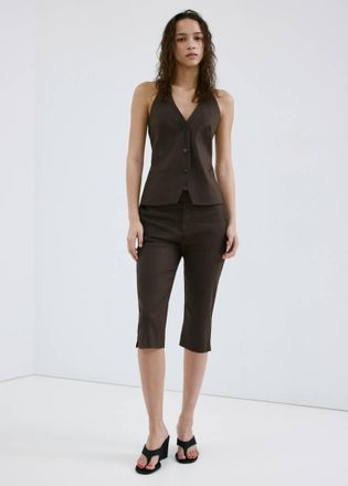 Mango Neckholderweste aus Leinen schokolade - Damen - XS - MANGO