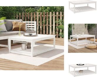 vidaXL Gartentisch Wei&szlig; 121x82,5x45 cm Massivholz Kiefer - Gartentisch - Esszimmertisch - Terrassenm&ouml;bel - Holzm&ouml;bel - Kiefernholz