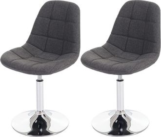 Hhg 2er-Set Esszimmerstuhl HHG-837, Dehstuhl Stuhl, Chrom Textil hellgrau