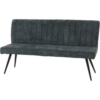 Hhg Sitzbank 187, Esszimmerbank Bank Polsterbank, R&uuml;ckenlehne Stoff/Textil Chenille Metall 160cm blau-gr&uuml;n