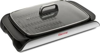 Girmi BQ91 Elektrogrill und Barbecue - 2000W, XL Antihaft-Grillplatten 40 x 30 cm, Doppelfunktion, Rauchfreies Grillen, Deckel aus gehärtetem Glas, Temperat