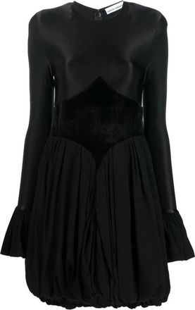 Paco Rabanne Femme, Robes, Noir, Taille: 38 FR Mini-robe en cr&ecirc;pe de Chine &agrave; empi&egrave;cements en velours