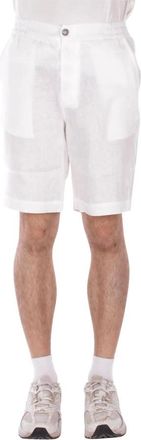 Alpha Studio Homme, Shorts, Blanc, Taille: XL Linen Bermuda Shorts
