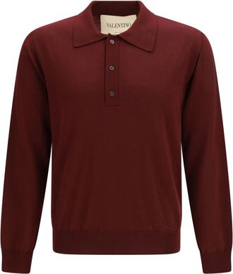 Valentino Woll-Polohemd mit VLogo-Stickerei - - Knitwear - Herren - Rot - M