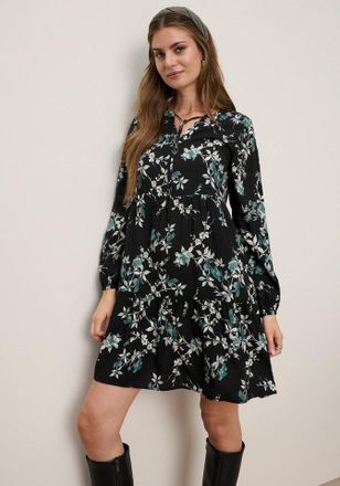 Tamaris A-Linien-Kleid mit Blumen-Design und R&uuml;schen aus Viskose