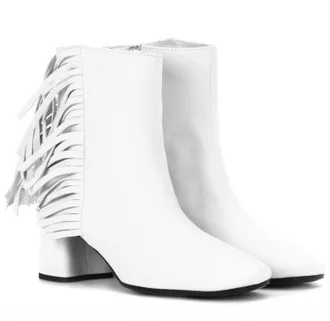 Miu Miu Prada Fringed Leather Ankle Boots Size 38.5