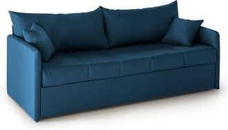 Talamo Italia 3-Sitzer Schlafsofa Uberta, Schlafsofa fürs Wohnzimmer, gepolstert, abnehmbar, 100% Made in Italy-Qualität, 205x86 h80 cm, Blau