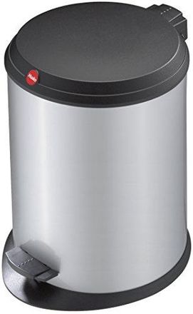 Hailo T1 M, M&uuml;lleimer aus Stahlblech mit Kunststoff-Deckel, 11 Liter, gro&szlig;er &Ouml;ffnungswinkel, standfest, Tragegriff, silber, made in Germany, 0513-319