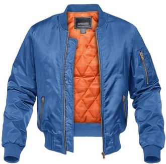 Generic Vestes bomber pour homme &eacute;paisses avec doublure orange chaude - Automne - Hiver - Vestes d&eacute;contract&eacute;es de baseball, bleu, 4XL