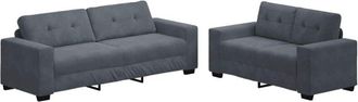 vidaXL 2-teiliges Sofa-Set mit Kissen, dunkelgrauer Samt vidaXL
