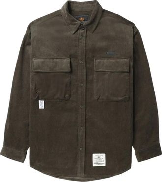 Alpha Industries Cordhemd mit Tasche - Grün