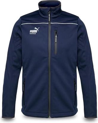 Puma Veste de travail pour hommes en tissu softshell &agrave; trois couches - D&eacute;perlante et coupe-vent - Coupe ajust&eacute;e - Veste softshell veste de travail pour lar