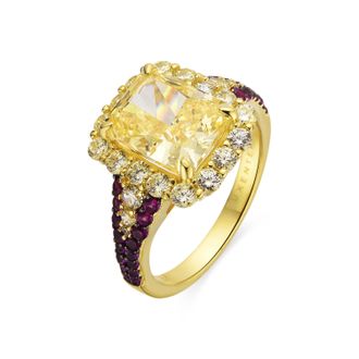 Luxenter Ring aus 925 Sterlingsilber und Padparadscha aus 18-karat-Gelbgold - Cabel
