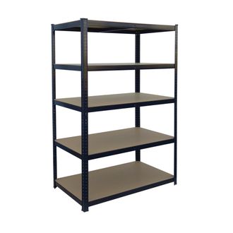 Relaxdays Schwerlastregal, HxBxT: 200 x 100 x 40 cm, 875 kg, 5 Ebenen, Lagerregal Keller, zum Stecken, schwarz/braun