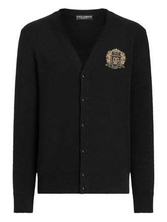 Dolce & Gabbana Gekn&ouml;pfter Cardigan mit Logo-Applikation - Schwarz