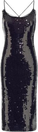 Roberto Cavalli Schwarzes Pailletten Midi-Kleid Hergestellt in Italien - - Dresses - Damen - Schwarzk - M