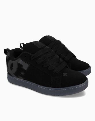 DC Court Graffik - Baskets en cuir - Noir/gris/noir r&eacute;fl&eacute;chissant