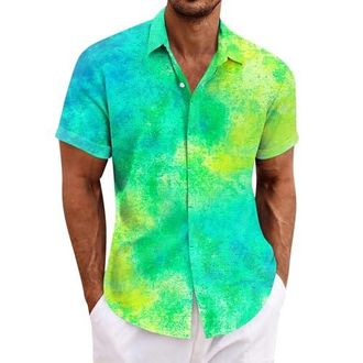 Generic Chemise de la St Patrick pour homme, t-shirt hawa&iuml;en irlandais avec tr&egrave;fle porte-bonheur, chemisier &agrave; boutons &agrave; manches courtes, haut ample d&eacute;contract