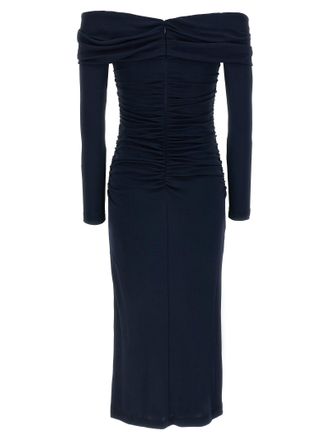 Carolina Herrera Off-Shoulder Ruched Dress - navy