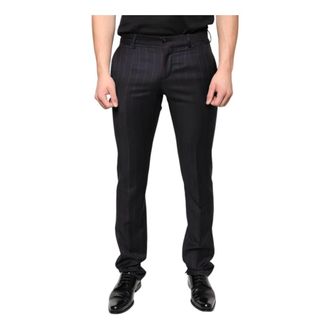 Dolce & Gabbana Schwarze Woll-Skinny-Kleidhose mit Logo - - Trousers - Herren - Schwarzk - S