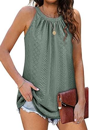 ORANDESIGNE Débardeur Femme Chic Et Élégant Fluide Top Ete Ample Bretelles Spaghetti Haut sans Manche Tee Shirt Blouse Boho Intégré Debardeur Casual Lâche Chemise