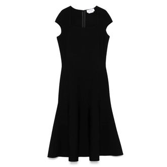 Alexander McQueen Schwarzes Kleid mit Quadratischem Ausschnitt und Kap&auml;rmeln - - Dresses - Damen - Schwarzk - L