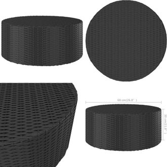 vidaXL Vidaxl - Table &agrave; th&eacute; Noir 68x68x30 cm R&eacute;sine tress&eacute;e - Table De Jardin - Table Basse - Table Ronde - Mobilier De Jardin - R&eacute;sine Tress&eacute;e - Home &