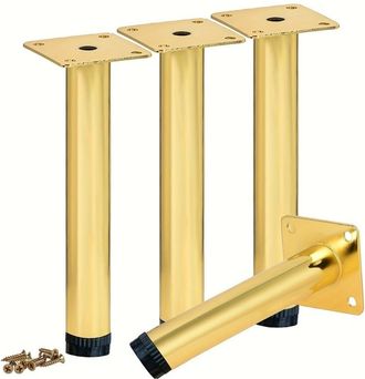 Generic 4 Zoll/10 cm verstellbare Metallm&ouml;belf&uuml;&szlig;e, runde, Goldfarbene Eisenf&uuml;&szlig;e, robust, ideal als DIY-Ersatzf&uuml;&szlig;e for Sofas(5in-12cm-4PCS)
