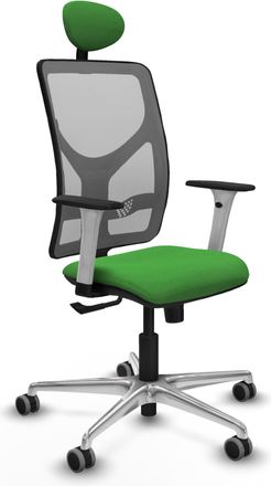 Piqueras y Crespo Gr&uuml;ner Schreibtischstuhl mit wei&szlig;en und schwarzen Armlehnen, h&ouml;henverstellbarer Lendenwirbelst&uuml;tze und festem Kopfteil, ausgestattet mit 3 Positionen,
