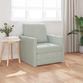 vidaXL Canap&eacute;-lit avec coussin Gris clair 74 x 77 x 81 cm Velours Vidaxl