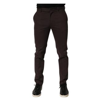 Dolce & Gabbana Pantalon Habill&eacute; Coton Coupe Skinny - Homme - Pantalons - Brun - Taille: M