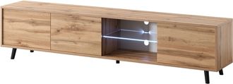 Selsey Galhad - TV-Lowboard Wotan Eiche Matt mit weißer LED-Beleuchtung 175 cm breit