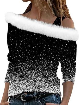 Generic Hauts courts à épaules dénudées grande taille - Hauts élégants à paillettes grande taille - Hauts de fête de festival - T-shirts scintillants - Chemis