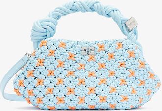 Ganni Mini Bou Tasche in geflochtenem Blau Summer Song