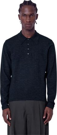 Christophe Lemaire Polo Tricot Manches Longues - Homme - Tops - Noir - Taille: S