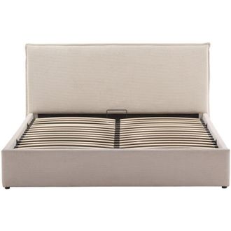 DRAWER Lit coffre en velours c&ocirc;tel&eacute; 160x200cm - Beige - Cama