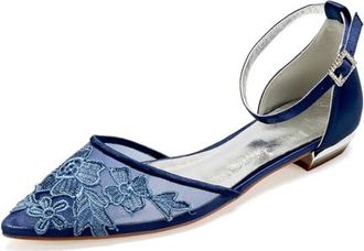 Generic Chaussures De Mariage Femmes Ballet Flat Dress Fête Bridal Mariage Plat Sandales 1.8Cm,Dark Blue,36 EU