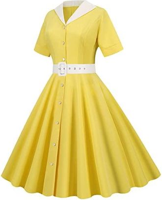 Generic 2025 Robe Ann&eacute;e 60 70 Femme Robe Trap&egrave;ze Ann&eacute;e 50s Cocktail Retour Soir&eacute;e Robe D&eacute;t&eacute; Loisirs pour Femme Ann&eacute;es 1950 Anniversaire Mariage Robe Boheme &Eacute;l