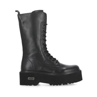 Cult Schwarze Lederstiefel mit Frontschn&uuml;rung - - Shoes - Damen - Schwarzk - 41 EU