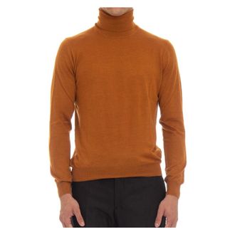Tagliatore Homme, Pulls, Orange, Taille: M Pull Col Roulé en Laine et Soie